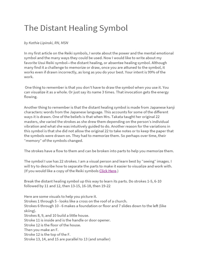 Distant Healing Symbol in Reiki | PDF | Reiki