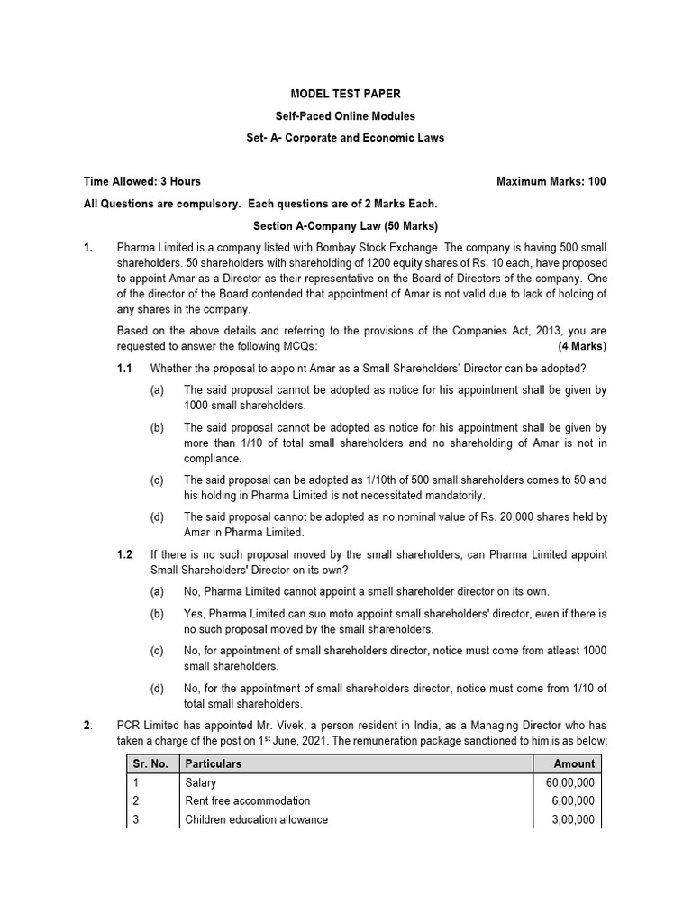 Model test Law | PDF | Real Estate Appraisal | Stocks