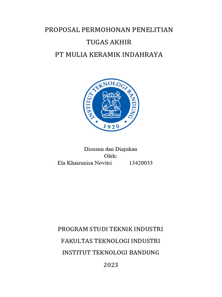 Proposal TA PT Mulia Keramik Indahraya | PDF