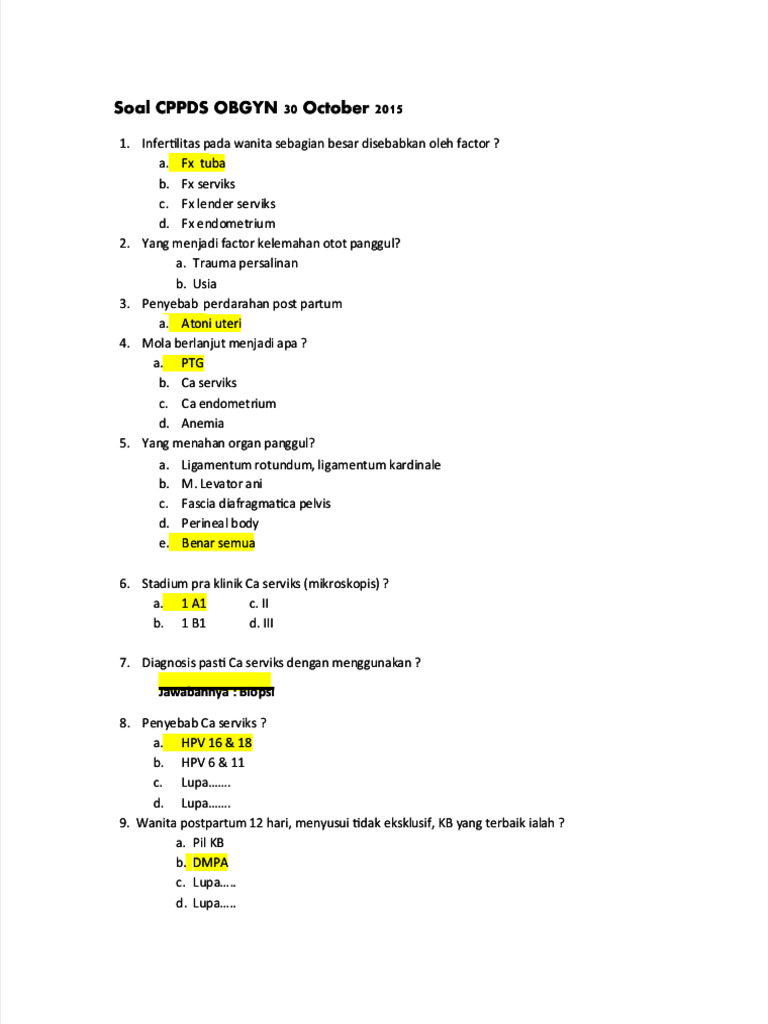Dlscrib Com PDF Soal Cppds Obgyn Unhas 30 Okt2015 DL 1f2b1933a1 | PDF