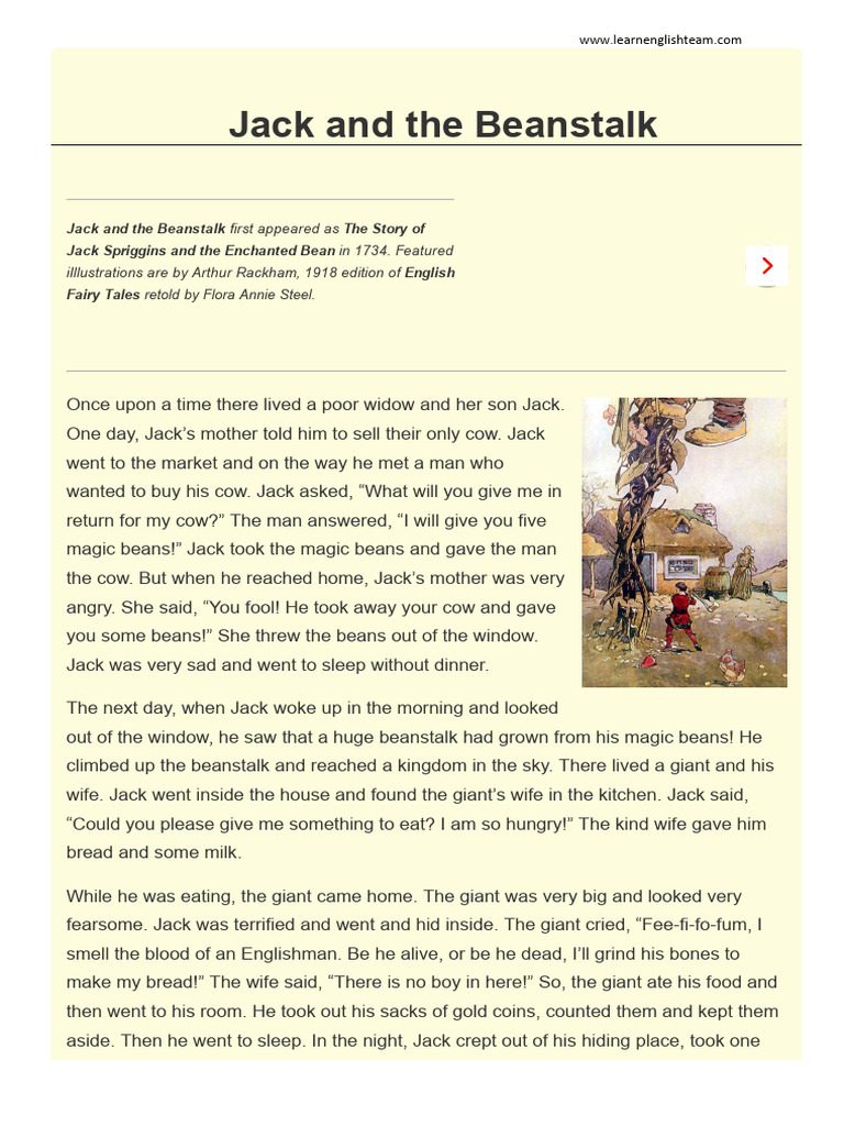 And The Beanstalk | PDF | Jack And The Beanstalk | Fairy Tales