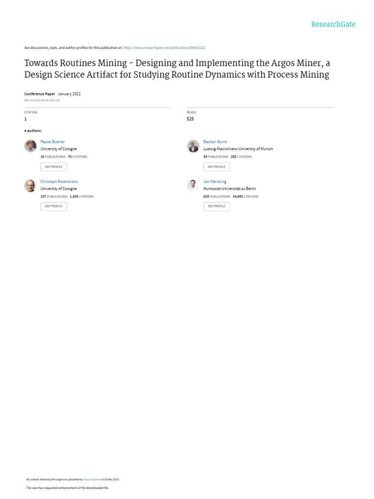 Towards Routines Mining - Designing and Implementing The Argos Miner, A Design Science Artifact ...