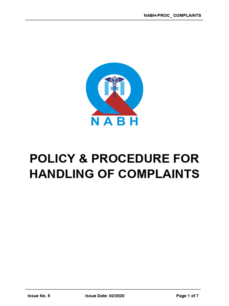 Policy Procedure For Handling Of Complaints Pdf Complaint Justice