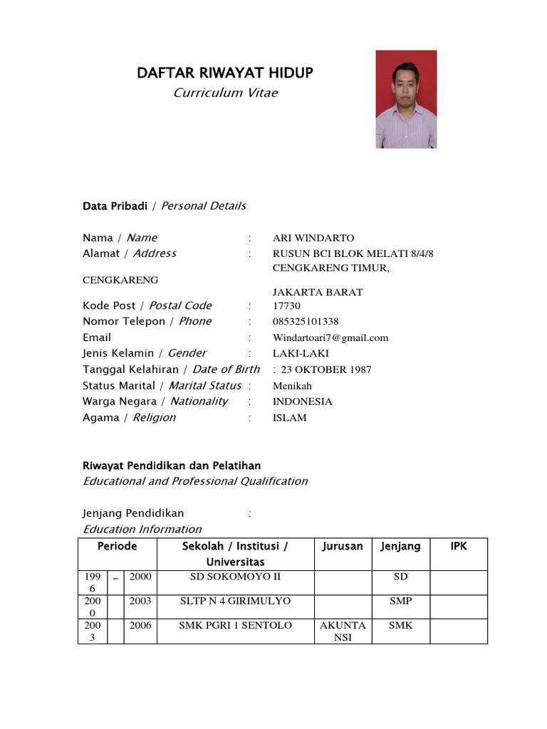Form CV Dikonversi | PDF