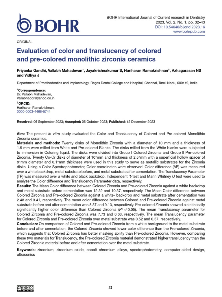 Evaluation of Color and Translucency of Colored and Pre-Colored ...