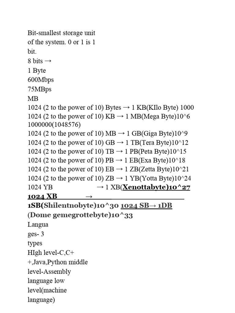 C Programming Basics and Data Units | PDF | Variable (Computer Science) | Computer Science