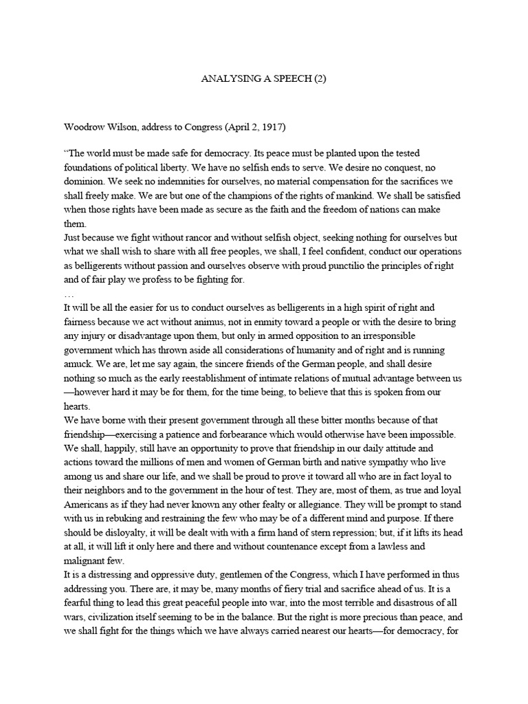 Wilson's Vision for Democracy in WWI | PDF | Peace | Democracy