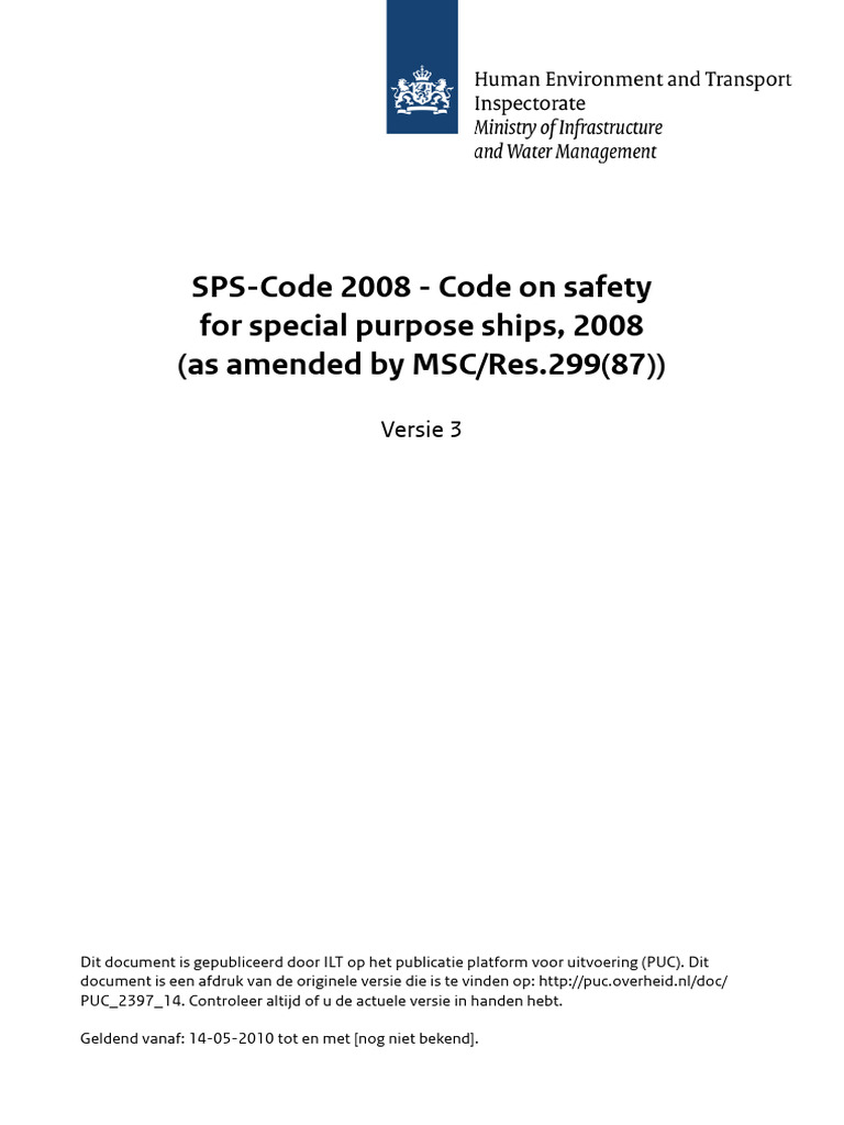 SPS-Code 2008 - Code On Safety For Special Purpose Ships 2008 (As ...