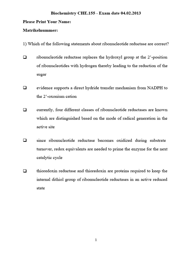 Biochemistry Exam Review: Key Topics | PDF | Biosynthesis | Dna Replication