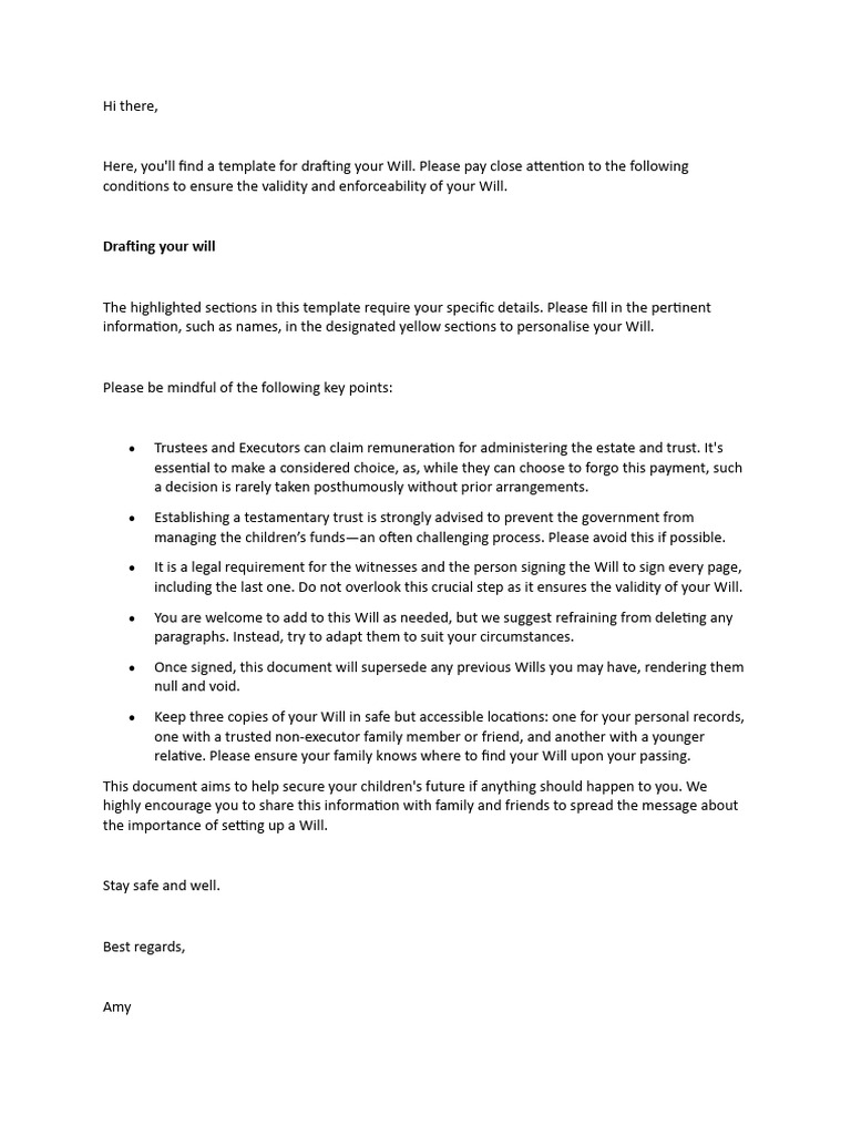 DIY Will Instructions | PDF