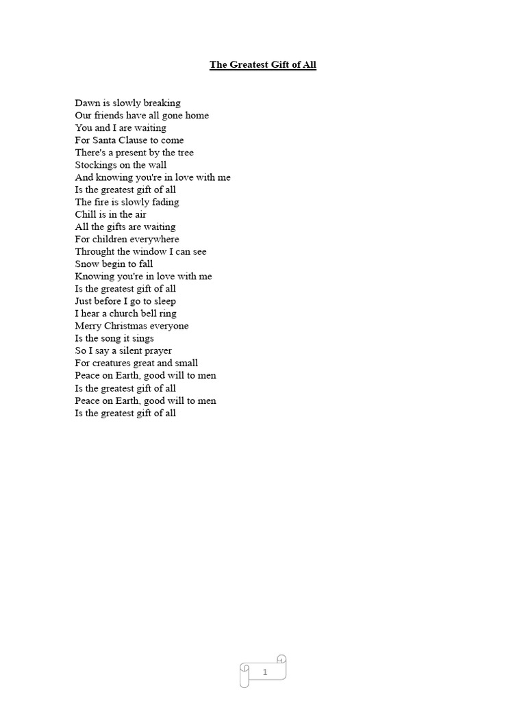 The Greatest Gift of All - (Lyrics) | PDF