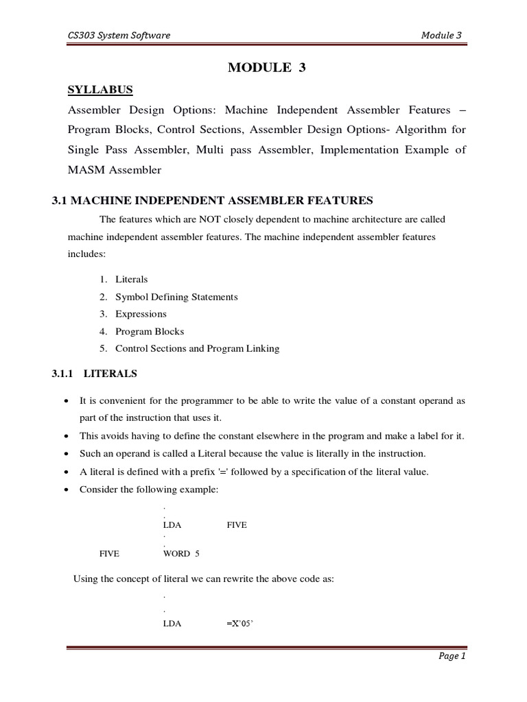 Module 3 Pdf Assembly Language Computer Program 1826