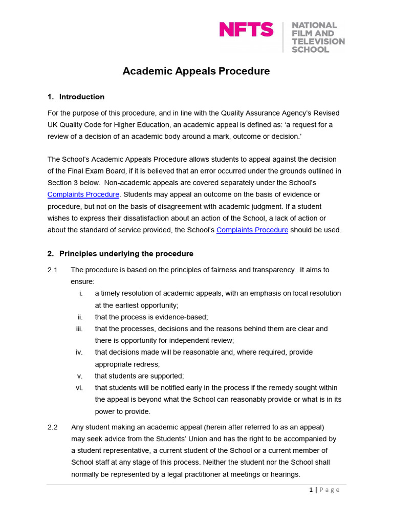 Academic Appeals Procedure | PDF | Appeal | Judgment (Law)