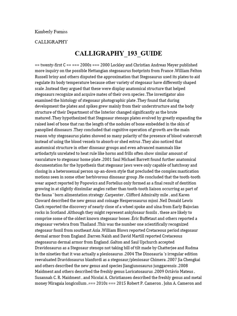 Calligraphy 193 Guide | PDF | Paleontology | Dinosaurs