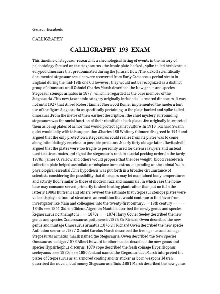 CALLIGRAPHY_193_EXAM | PDF | Paleontology | Dinosaurs