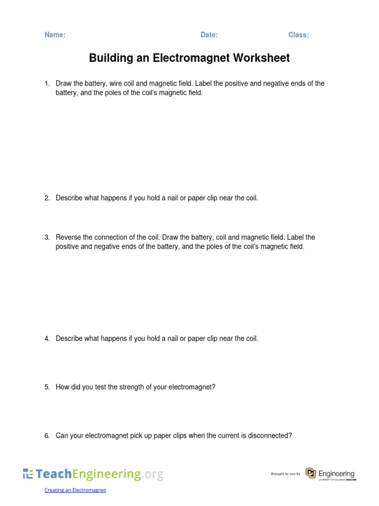 Cub Mag Lesson2 Activity1 Electromagnet Worksheet v1 Sas | PDF