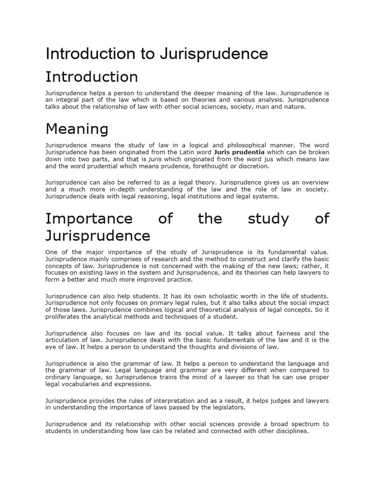 Introduction To Jurisprudence Pdf Jurisprudence Natural Law