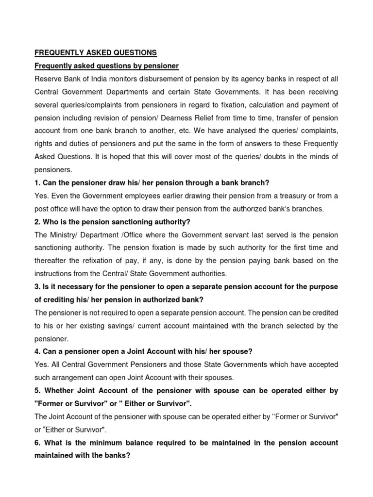 240519-FAQ On Pension Payment | PDF | Banks | Pension