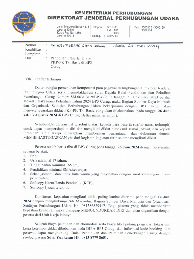 Panggilan Diklat PKP-PK Tk. Basic BP3C | PDF