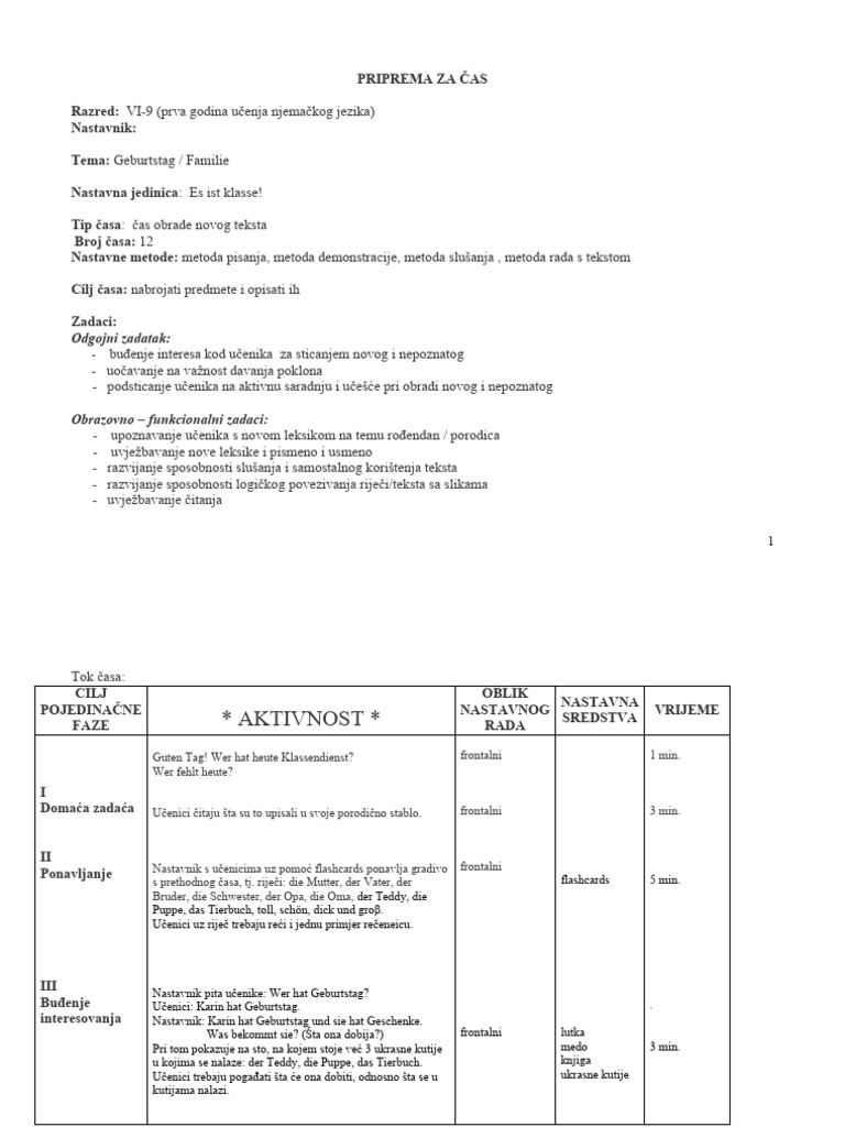 PRIPREMA ZA ČAS 12-Es ist klasse! | PDF