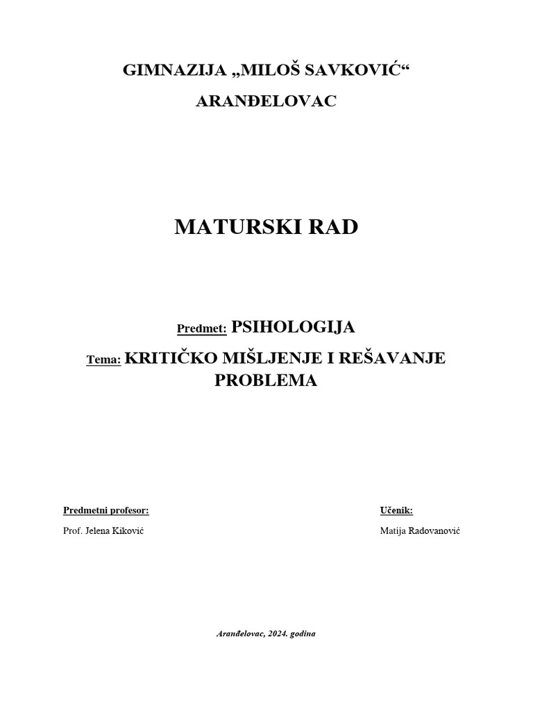 Maturski Rad | PDF