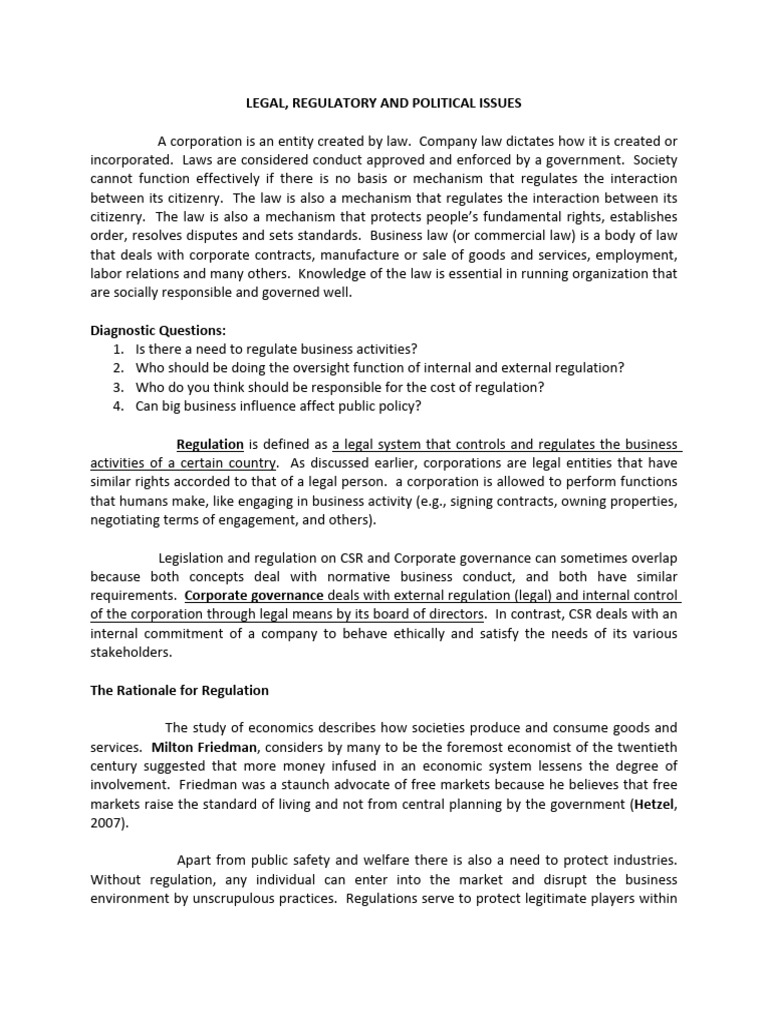 GG CSR Legal, Regulatory & Political Issues | PDF | Corporate ...
