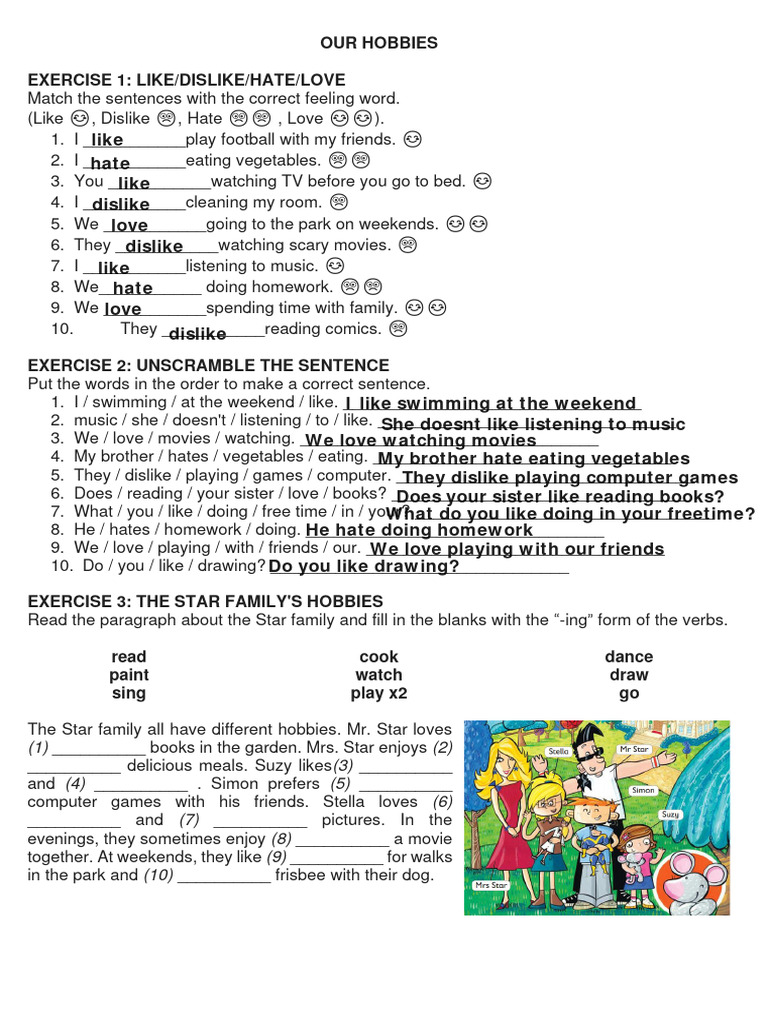 Hobbies and Preferences Exercises | PDF
