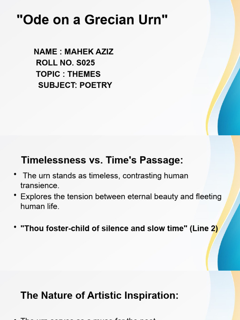 Themes in "Ode on a Grecian Urn" | PDF | Art | Poetry