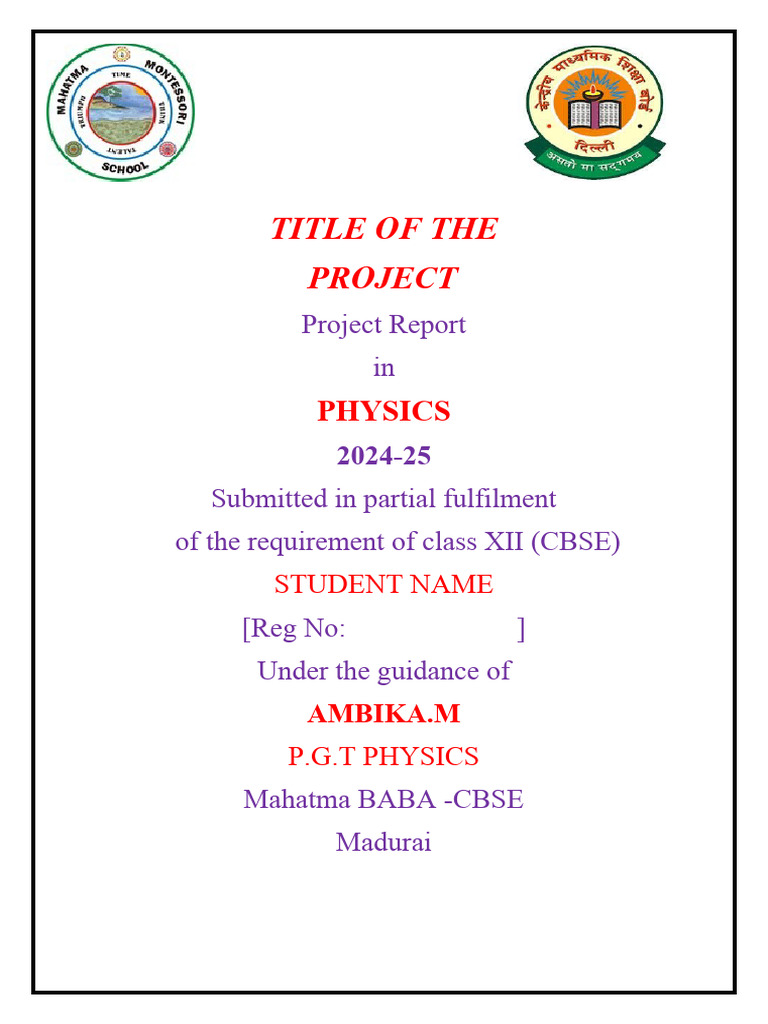 Project Front Page Template 2024 | PDF