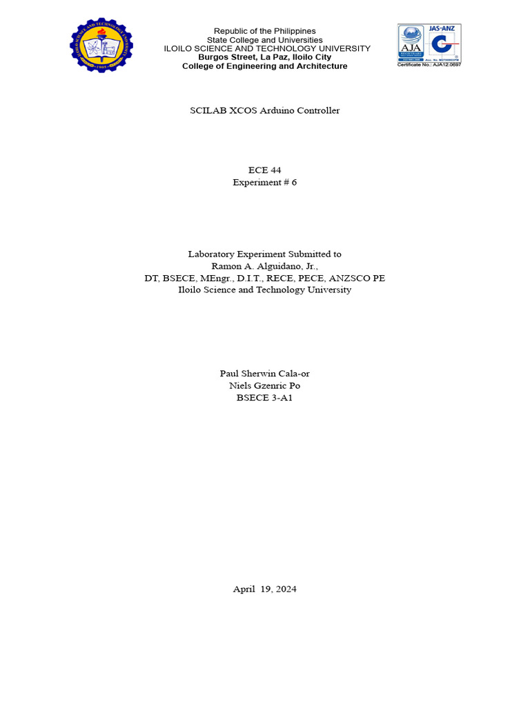 Experiment #6 ECE 44 | PDF | Arduino | Servomechanism