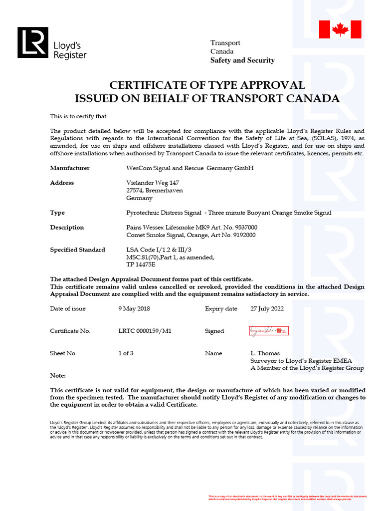 3-3 Type Aproval Certificate | PDF