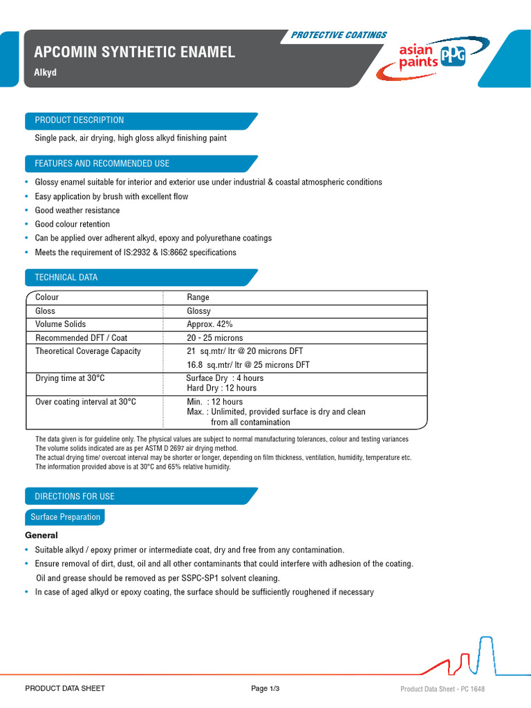 APCOMIN SYNTHETIC ENAMEL | PDF | Paint | Epoxy
