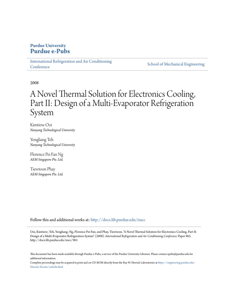 A Novel Thermal Solution For Electronics Cooling Part II - Design | PDF ...