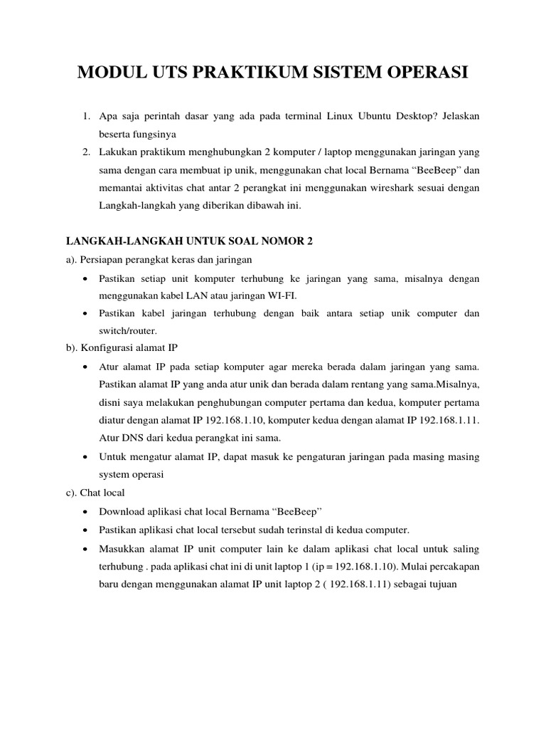 Praktikum Jaringan: Chat Lokal di Linux | PDF