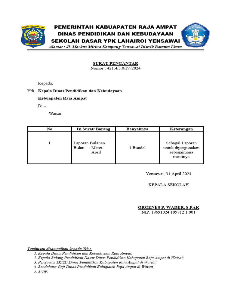 Sekolah Dasar Ypk Lahairoi Yensawai | PDF