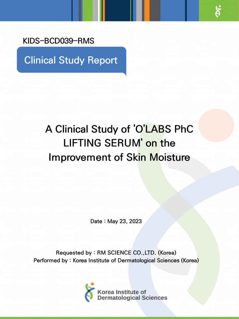 Clinical Study of Skin Moisture Improvement - OLABS PHC SERUM | PDF ...