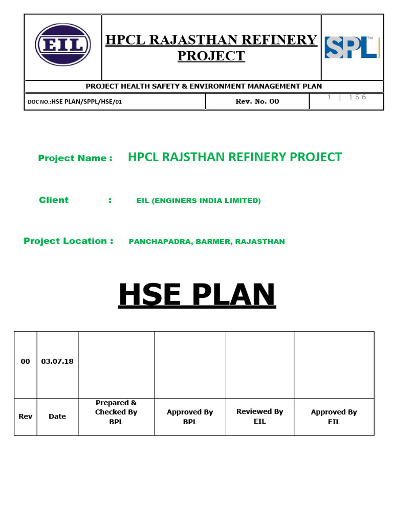 Hse Plan SPPL Rev 01 SPPL | PDF | Occupational Safety And Health ...