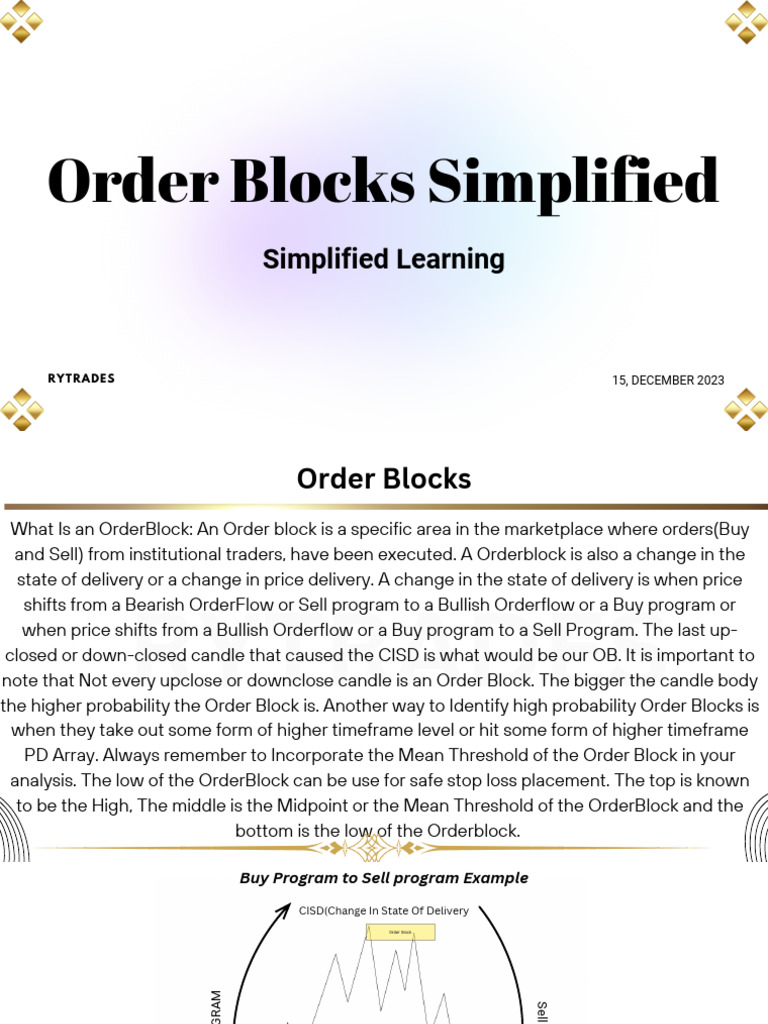 Order Blocks Trading Strategy Explained | PDF | Market Trend | Economics