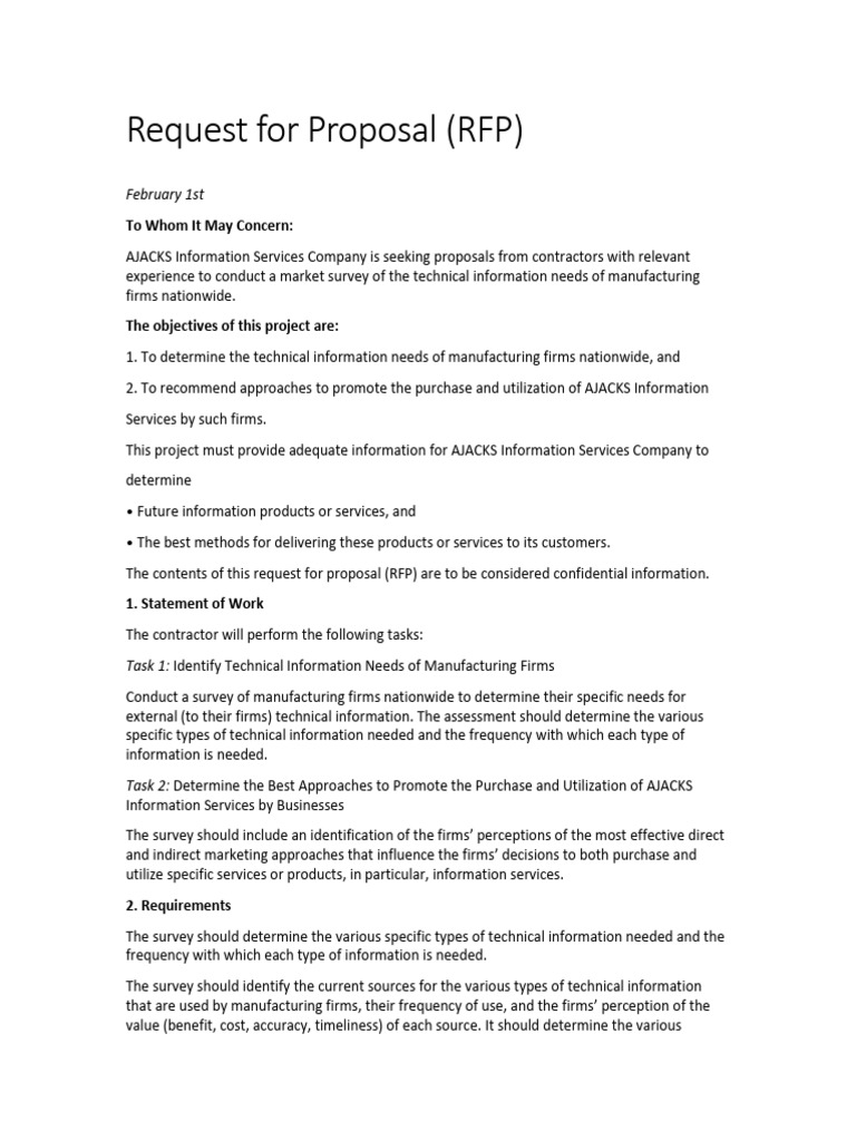 Ajacks RFP | PDF | Survey Methodology | Request For Proposal