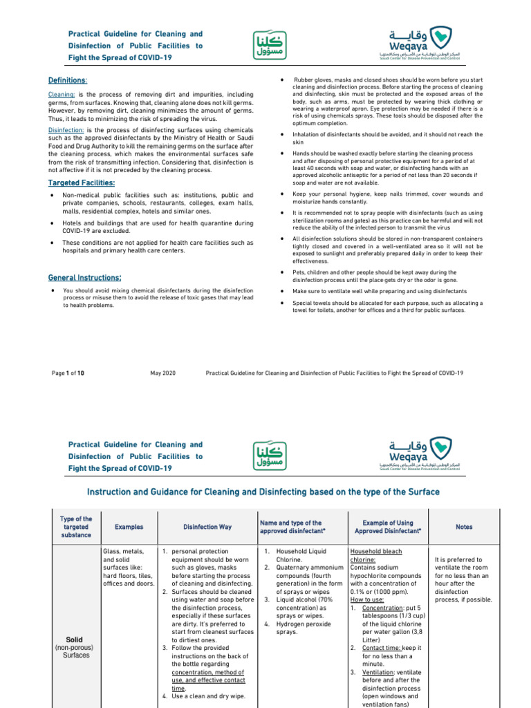 En Practical Guide For Special Cleaning And Disinfection Of Facilities