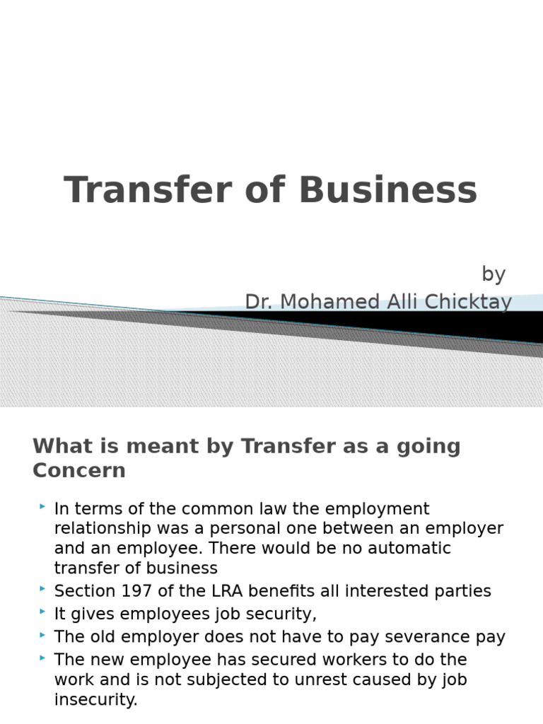 Transfer of Business LLB | PDF | Employment | Outsourcing