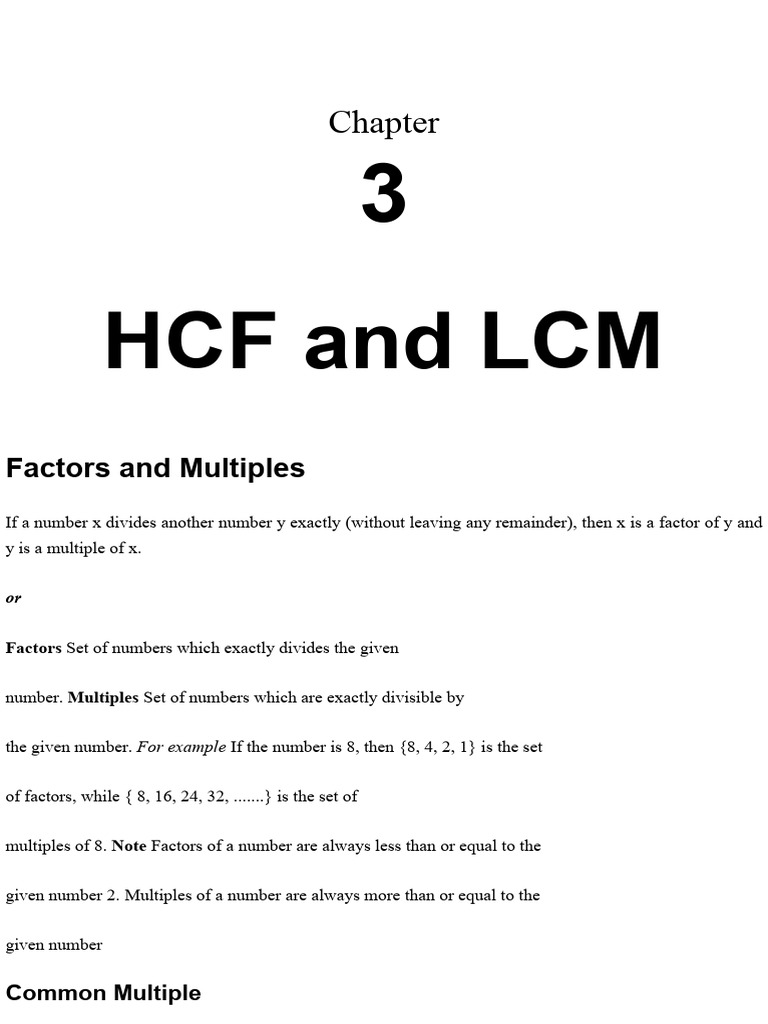 HCF and LCM | Download Free PDF | Factorization | Algebra