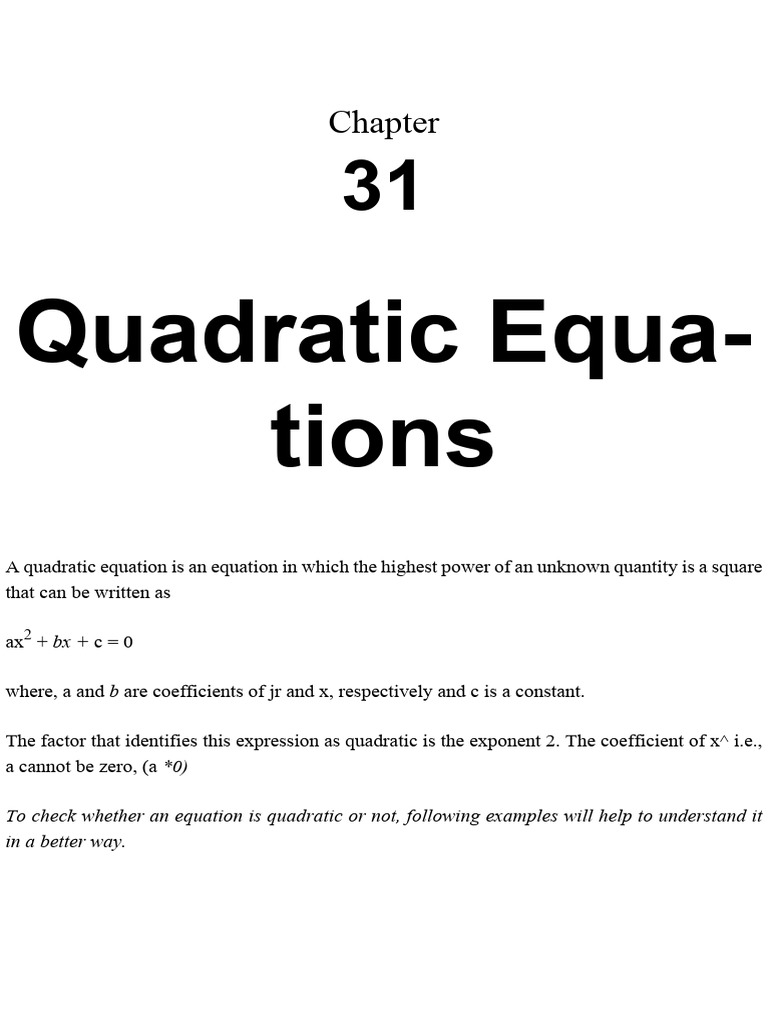 Quadratic Equations | PDF | Quadratic Equation | Zero Of A Function