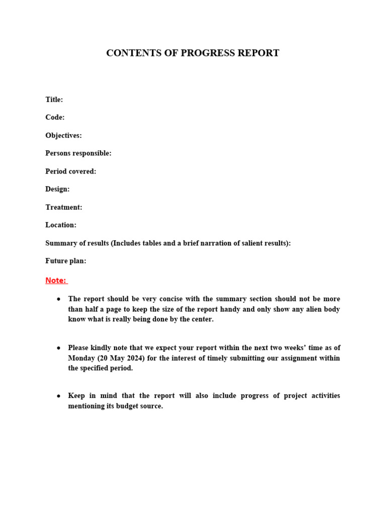 Progress Report Format | PDF | Finance & Money Management | Art