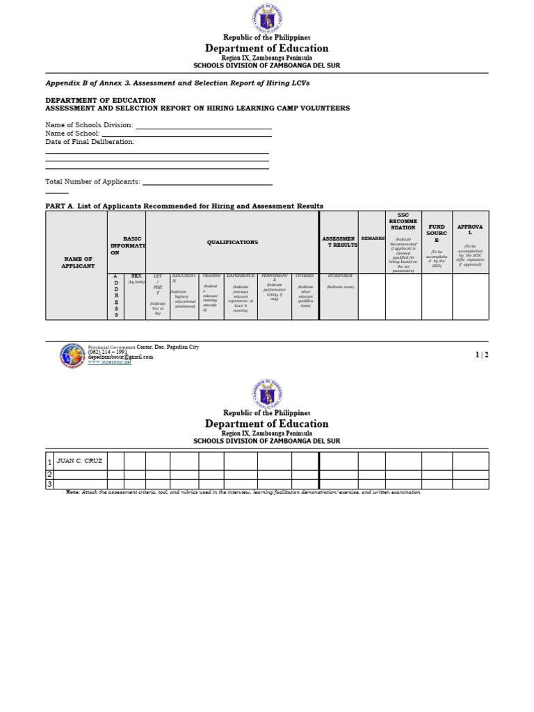 Appendix B of Annex 3 Assessment and Selection Report of Hiring LCVs | PDF
