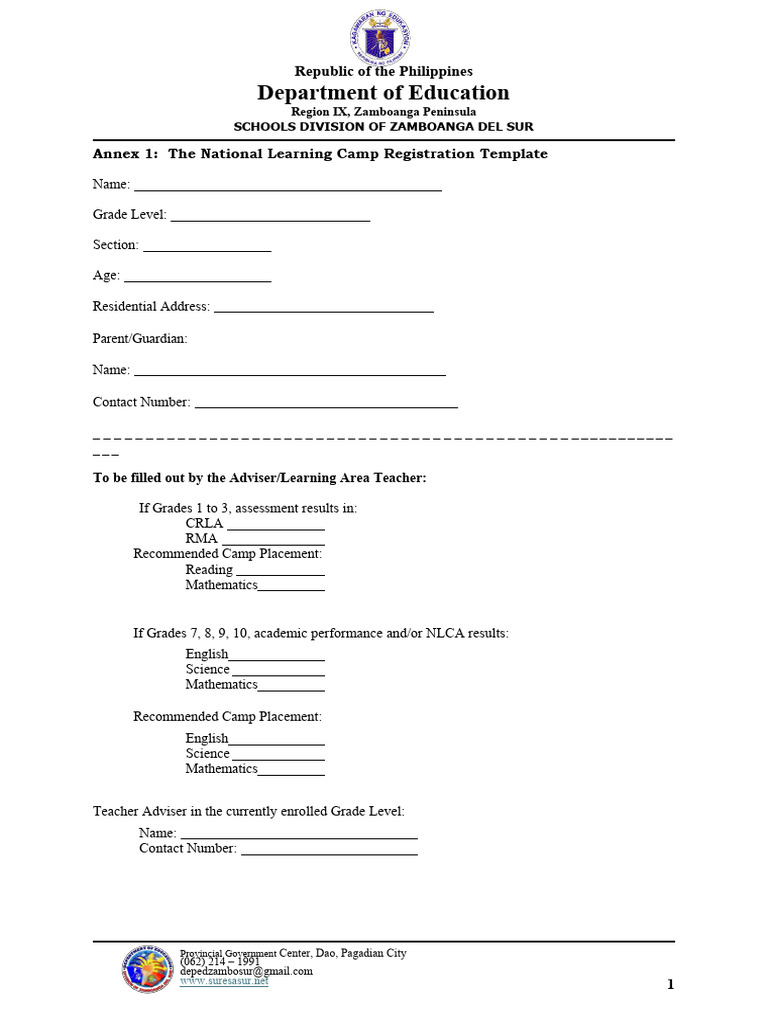 Annex 1-NLC Registration Form | PDF | Career & Growth