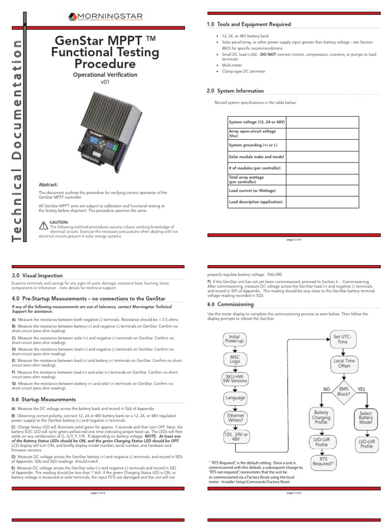 Testing Document Genstar MPPT Functional Testing Procedure | PDF ...