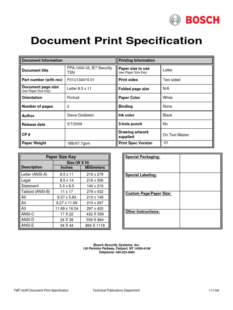 F01U134015-01 Print Specification | PDF | Written Communication | Paper