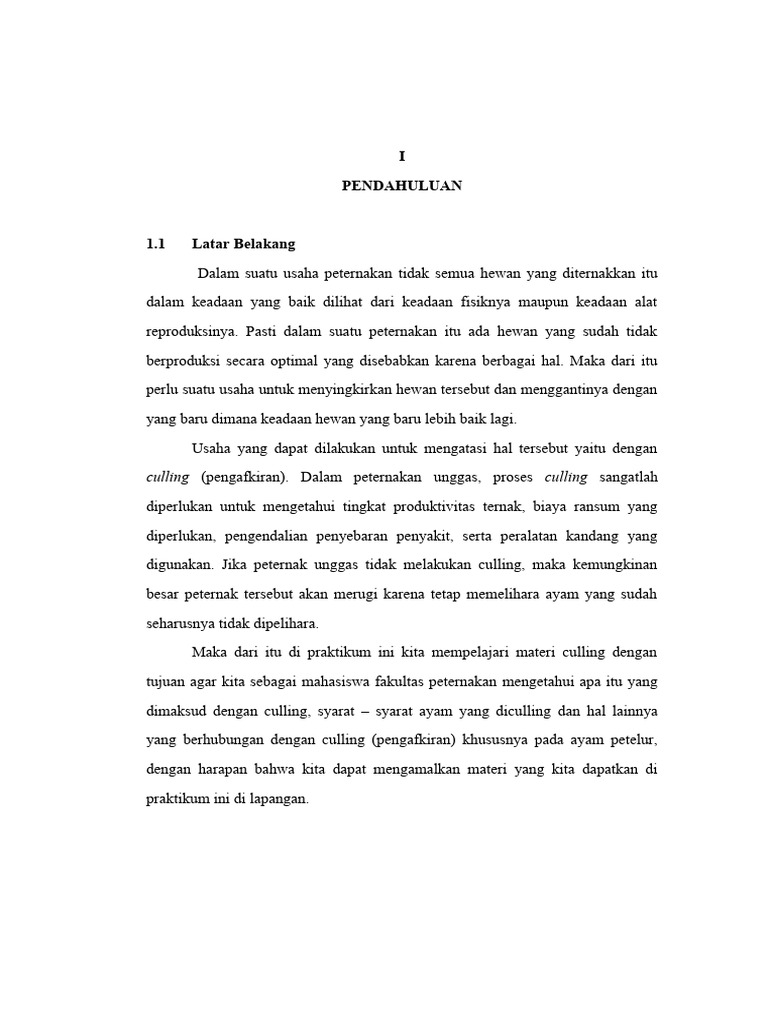 Proses Culling Ayam Petelur untuk Optimalisasi Produksi | PDF