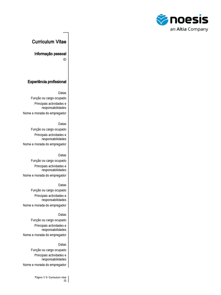 CV NOESIS_IDXXXX_PT | Download grátis PDF | Informação